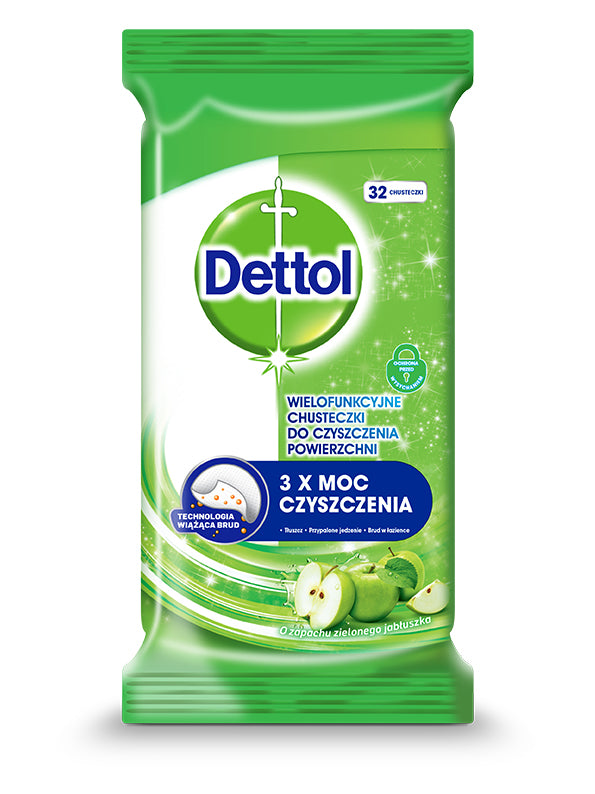 Dettol surface cleaning wipes multi-functional Green Apple 32 pcs ...